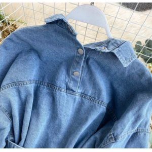 SMYTNN Boutique | Tops | Nwt Blue Medium Wash Denim Long Sleeves Belted ...